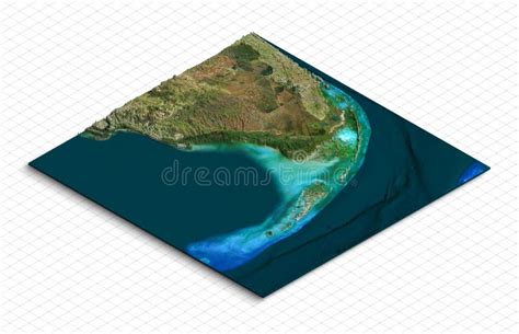 3d Model Of Florida Usa Isometric Map Virtual Terrain 3d Stock