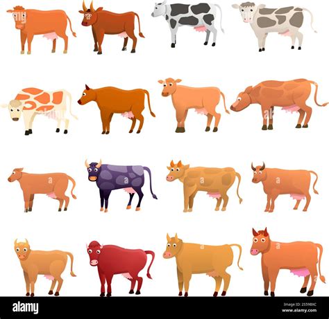 Cow Icons Set Cartoon Set Of Cow Vector Icons For Web Design Cow