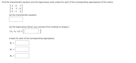 Solved Find The Characteristic Equation And The Eigenvalues