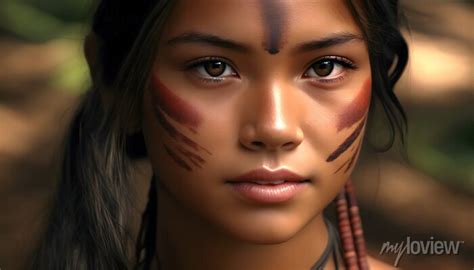 Hermosa Mujer Del Amazonas Poder Y Belleza De La Cultura Indigena Wall