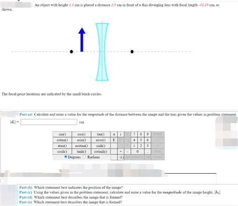 Solved An Object With Height 11 Cm Is Placed A Distance 35