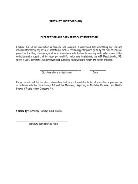Declaration And Data Privacy Consent Form Final Copy 2 Pdf