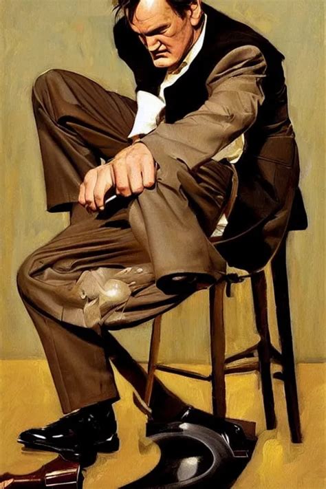 Quentin Tarantino Caressing Feet Painting By Jc Stable Diffusion