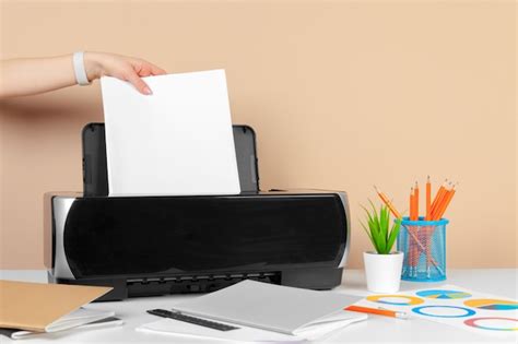 Premium Photo Woman Using The Printer To Scanning And Printing Document