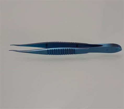 Titanium Lims Corneal Suture Forceps Curved Shaft 1 X 2 Teeth With 5