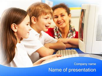 Computer Class At School PowerPoint Template Backgrounds Google Slides ID