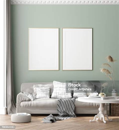 Mock Up Bingkai Poster Dalam Latar Belakang Interior Modern Gaya