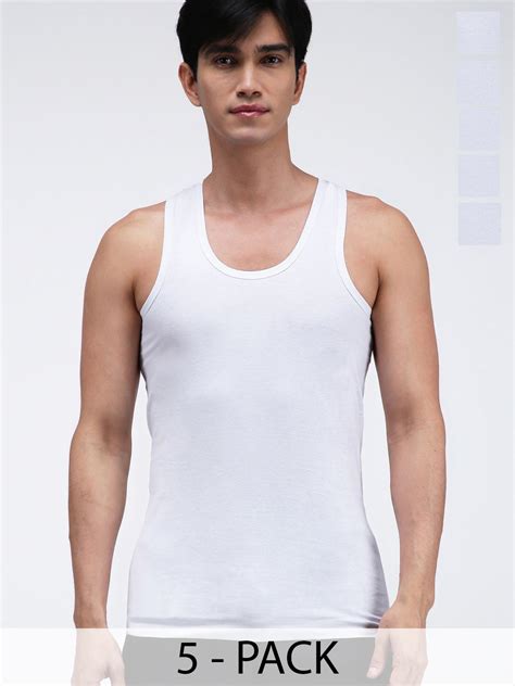 Buy Amul Comfy Men Pack Of 5 Cotton Scoop Neck Sleeveless Undershirt
