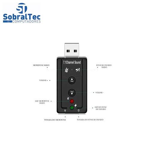 Placa De Som Usb Adaptador Audio P P Sobraltech
