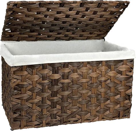 Storage Basket With Lid 172 Gallon 65l Wicker Storage Trunk With