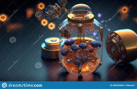 Microscopik View Of A Nanorobot Healing Cells Futuristic Concept Of Nanoid Robotics