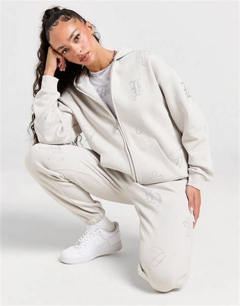 Grey Hoodrich Diamante Full Zip Hoodie Jd Sports Nz