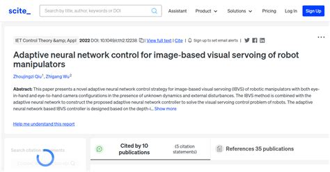 Adaptive Neural Network Control For Image‐based Visual Servoing Of Robot Manipulators
