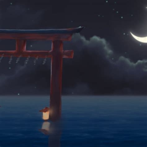 夜晚鸟居西蒙simeon优动漫官⽹绘画素材商城