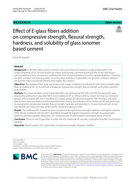 Pdf Effect Of E Glass Fibers Addition On Compressive Strength Flexural Strength Hardness