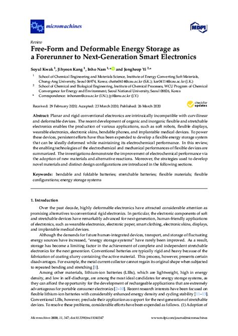 Pdf Free Form And Deformable Energy Storage As A Forerunner To Next