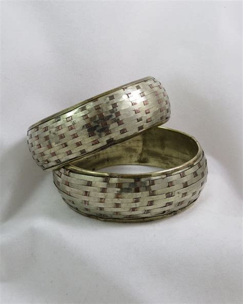 Vintage Woven Brass Bangle Gem