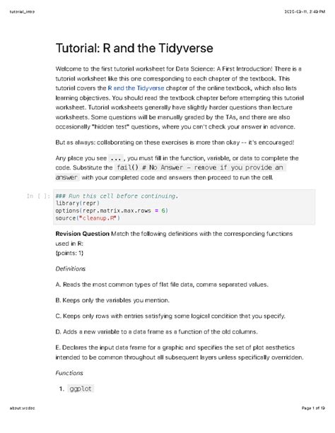 Data Science A First Introduction Tutorial On R And Tidyverse Studocu