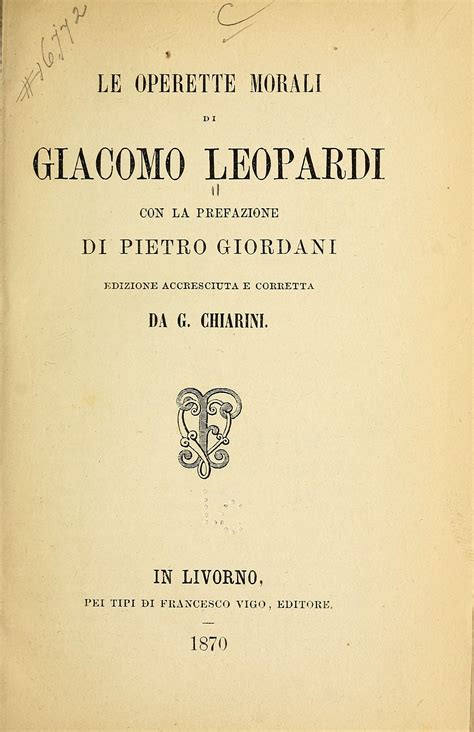 Le Operette Morali Di Giacomo Leopardi Library Of Congress