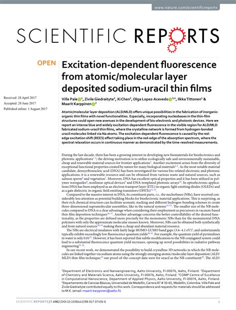 PDF Excitation Dependent Fluorescence From Atomic Molecular Layer