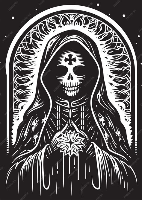 Floral Santa Muerte Design Emblem Traditional Santa Muerte Vector Premium Ai Generated Vector