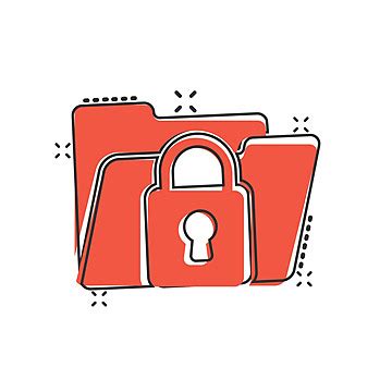 Comic Files Folder Permission Icon With Access Illustration Vector