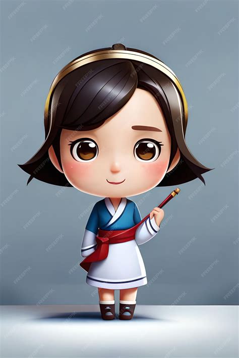 Premium Ai Image 3d Chibi Cute Girl