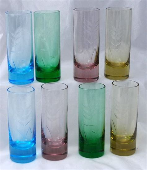 Multi Colored Depression Glass Colored Glass Drinkware 10 Ounce Water
