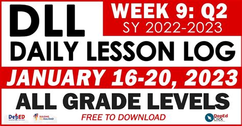 DAILY LESSON LOG Quarter 2 WEEK 9 JAN 16 20 2023 DepEd Click