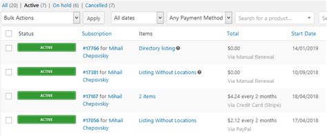 WooCommerce Subscriptions Documentation Web Directory Plugin