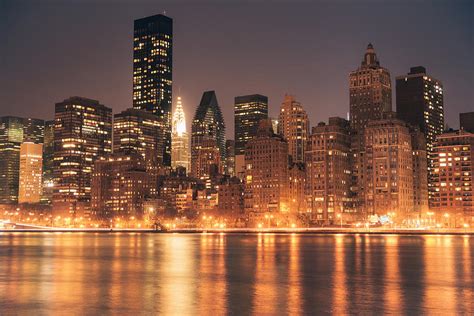 New York City Skyline At Night Drawing