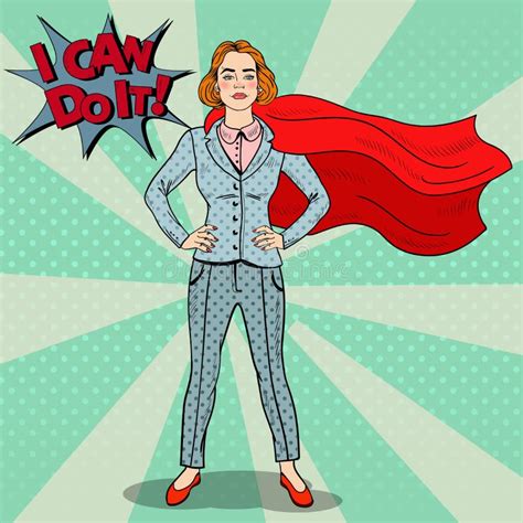 Knall Art Confident Business Woman Super Held Vektor Abbildung