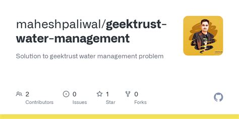 Github Maheshpaliwalgeektrust Water Management Solution To