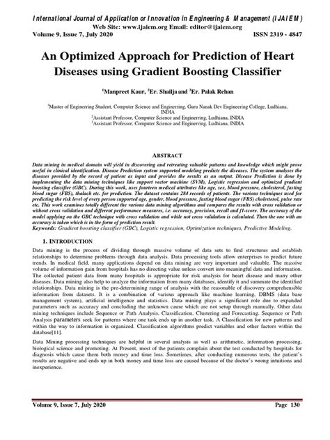 an optimized approach for prediction of heart diseases using gradient