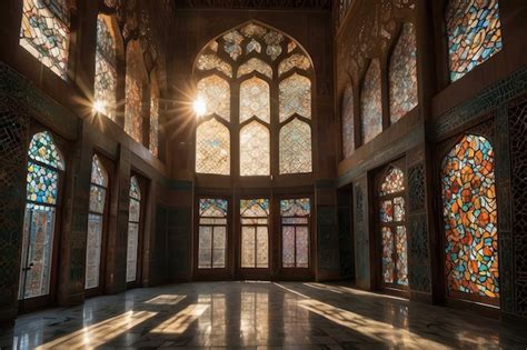 Premium Photo Sunlight Shines Through Colorful Stained Glass Windows