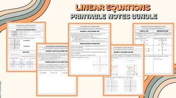Linear Equations Unit Printable Guided Notes Bundle Tpt