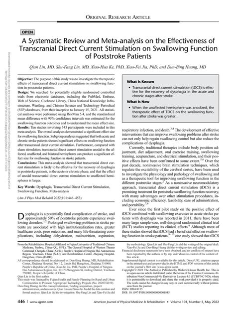 A Systematic Review And Meta Analysis On The Effectiveness Of Transcranial Direct Current