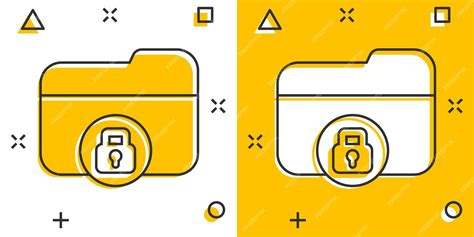 コミック スタイルのファイル フォルダー許可アイコン分離背景にドキュメント アクセス漫画ベクトル図秘密アーカイブ スプラッシュ効果サイン