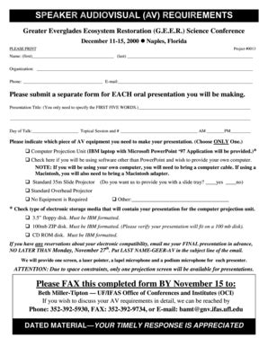 Fillable Online Conference Ifas Ufl Please FAX This Completed Form BY