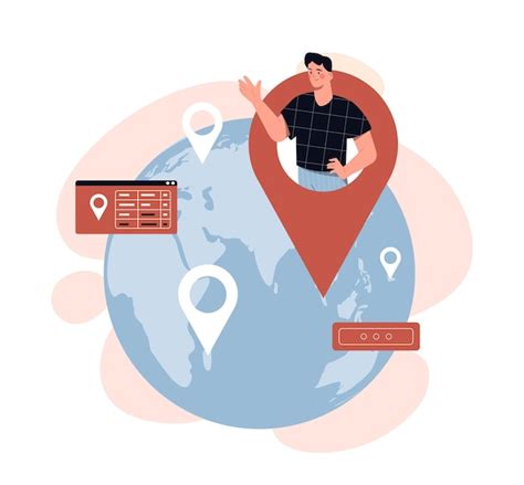 Premium Vector Gps Navigation Concept Man Marked On Map Way To Navigate Terrain And Search For