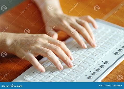 Female Hands Typing On A Pc Keyboard Stock Photo Image Of Programmer Keypad 32725772