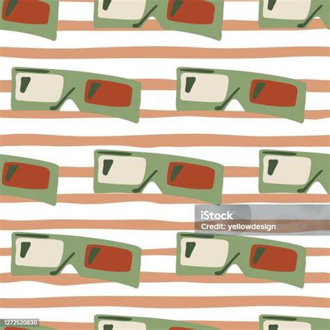 빨간색과 밝은 색상의 3d 안경과 손으로 그린 매끄러운 낙서 패턴 산호와 흰색 박탈 배경 개인 장식품에 대한 스톡 벡터 아트 및