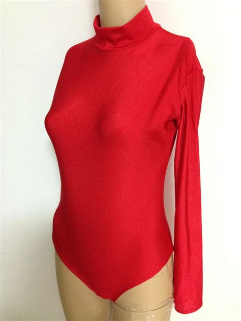Buy Unisex Red Lycra Spandex Turtleneck Long Sleeve