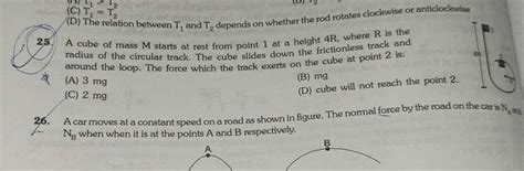 A Cube Of Mass M Starts At Rest From Point 1 At A Height 4r Where R Is T