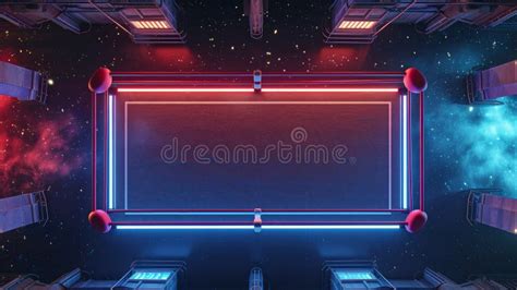 Top View Of A Boxing Ring With Space Themed Illumination And Cosmic Backdrop Stock Image