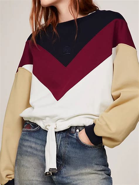 Relaxed Fit Sweatshirt Mit Chevron Streifen Multi Tommy Hilfiger