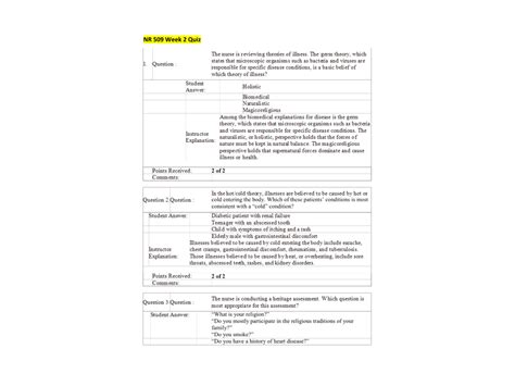 NR 509 Week 2 Quiz Chamberlain DeVry Course Solutions Notes