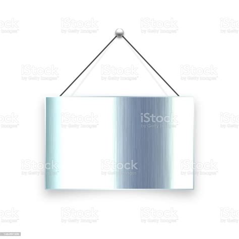 브러시드 메탈 빈 교수형 간판 카페 레스토랑 바 또는 소매점을위한 빈티지 도어 사인 공지 배너 비즈니스 또는 서비스에 대한 정보 간판 벡터 그림 간판에 대한 스톡 벡터 아트