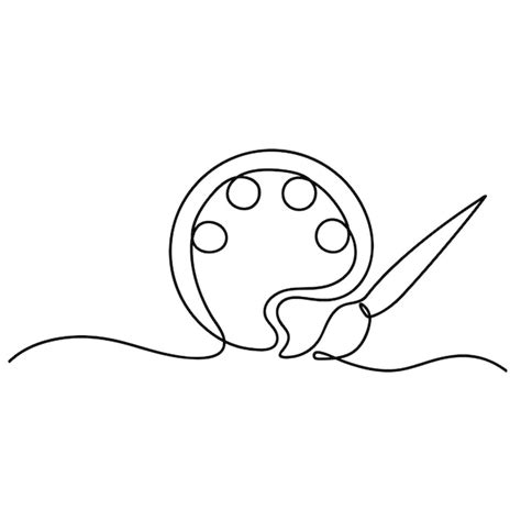 Premium Vector Continuous Singleline Art Artist Paint Brush With