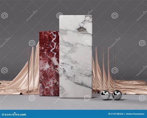 Geometric Composition Of Different Objects 3d Rendering Stock